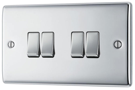 Nexus Metal Quadruple Light Switch - Advanced 2-Way Switching by BG ...