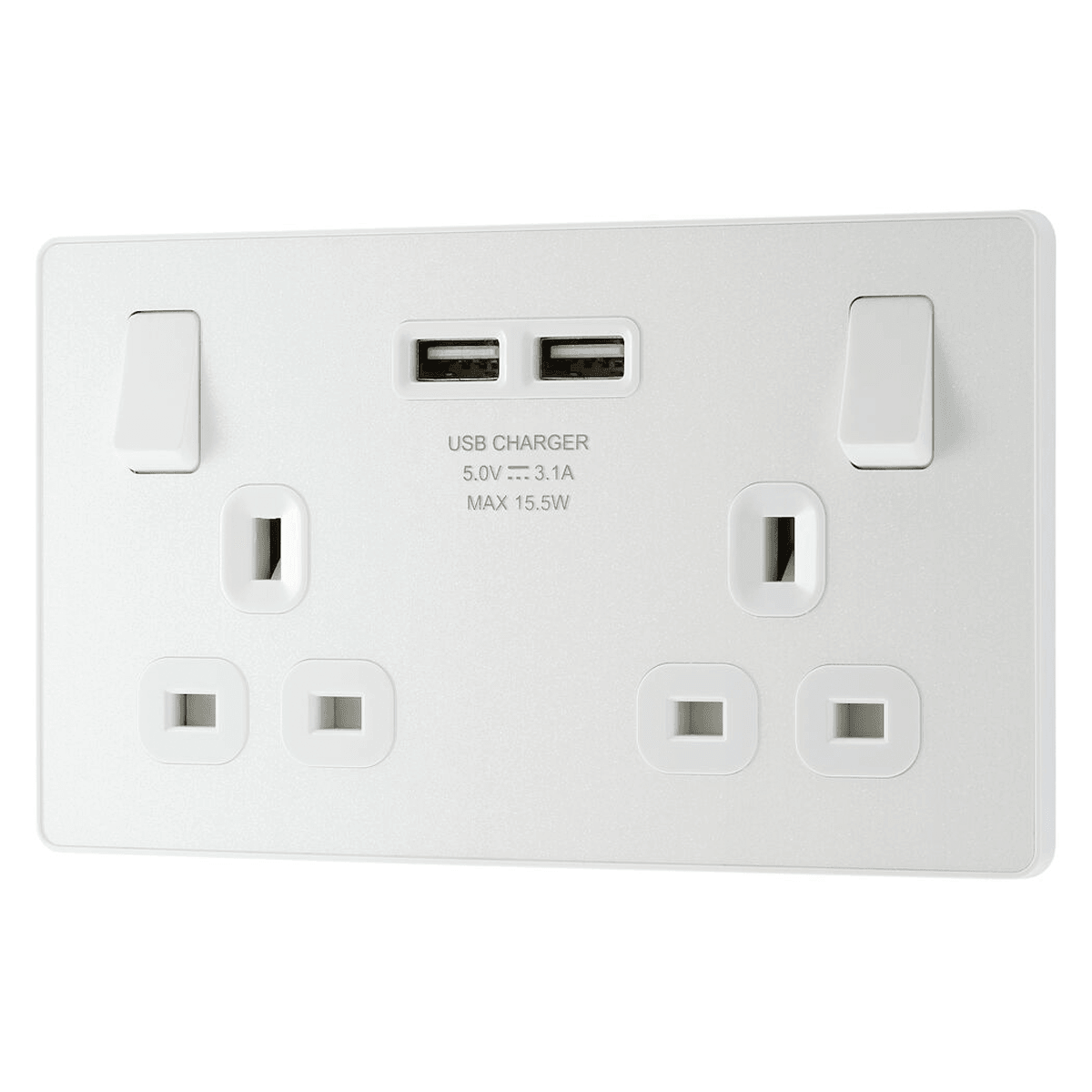 BG Evolve Pearlescent White 2G Switched 13a USB-A Socket PCDCL22U3W-01 ...