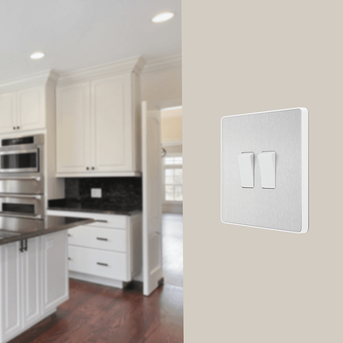 BG Evolve Pearlescent White Double Light Switch 20a 2 Way PCDCL42W-01 - Prisma Lighting