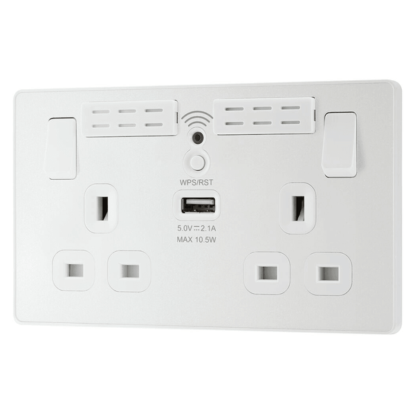 BG Evolve Double Switched 13a WIFI Extender USB Socket 1xUSB-A(2.1 ...
